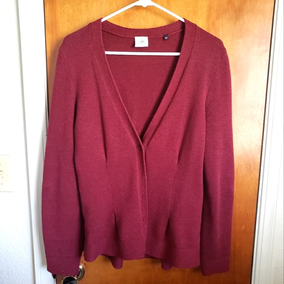 CAbi | Sweaters | Cabi Cardigan Burgundy Knit 0 Cotton Fitted | Poshmark
